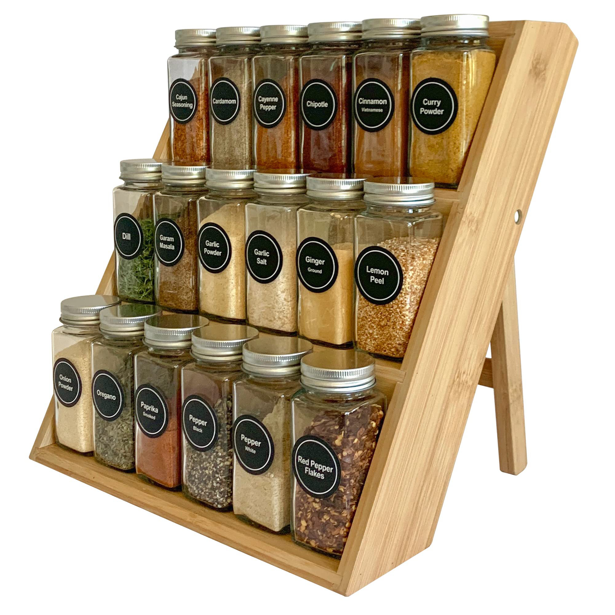 Prep & Savour Bamboo Spice Rack And Organizer, 3-Tier Seasoning Spice ...